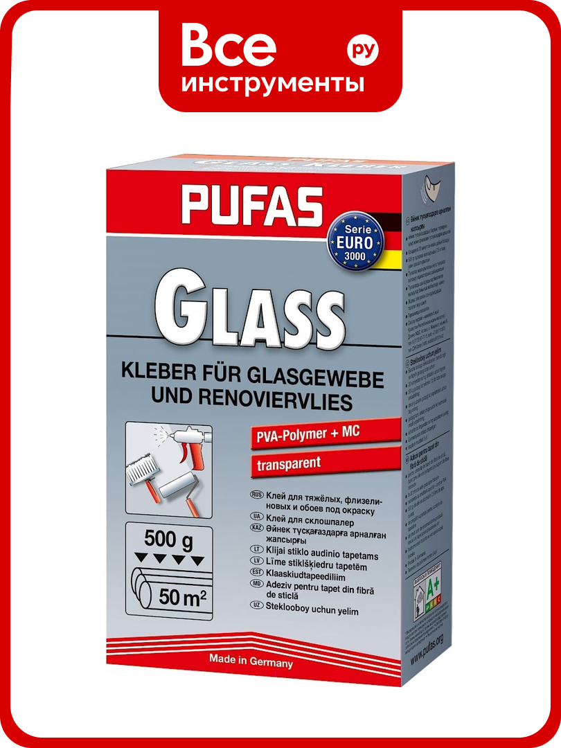 Обойный клей PUFAS EURO 3000 Glass стеклообои 500г 000904092