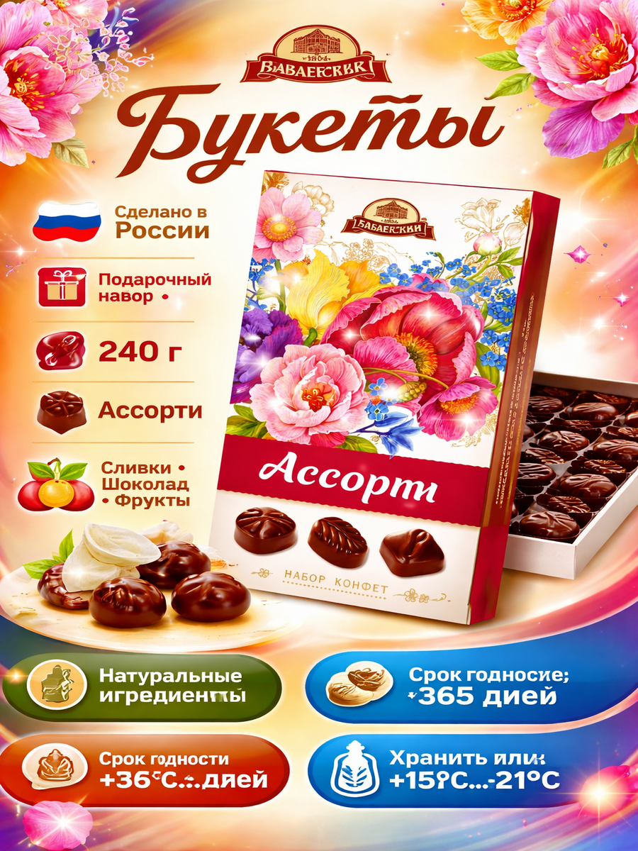 Конфеты Бабаевский Букеты ассорти, 240г