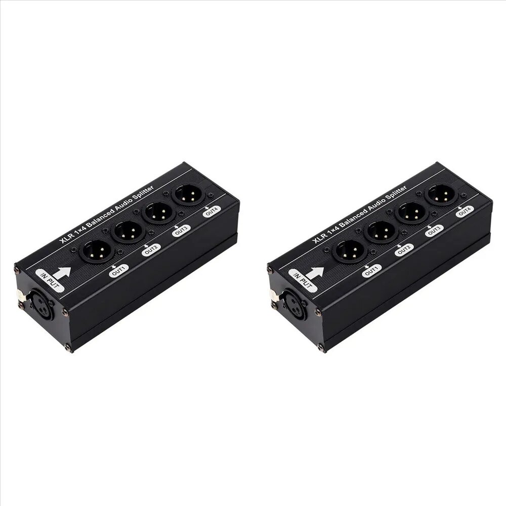 2X XLR 1x4 балансный аудиоразветвитель, 1 вход, 4 выхода, 3-контактный сигнальный блок, не требует источника питания.