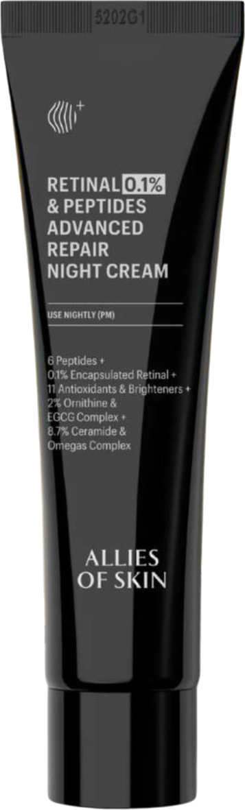 ALLIES OF SKIN Усиленный ночной восстанавливающий пептидный крем с 0,1% ретиналем 20 мл Retinal 0,1% & Peptides Advanced Repair Night Cream 20 150ml