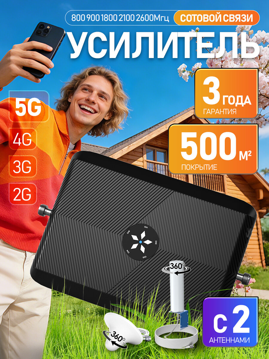 Усилитель сигнала сотовой связи, усилитель 5 канальный, Репитер LTE, 5G,4G, 3G, 2G