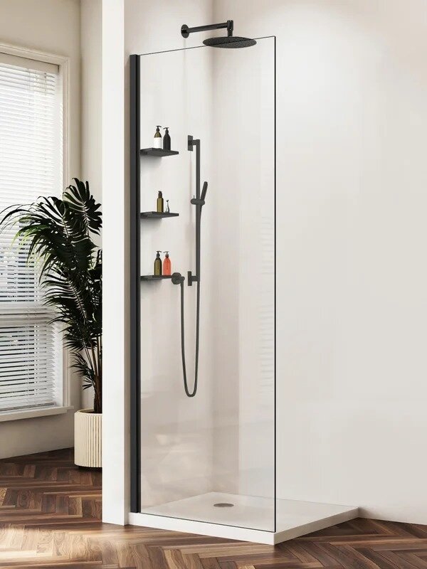 Душевая перегородка Vincea Walk-in WS VSW-1HWS700CLB 70 см, профиль матовый черный, стекло прозрачное