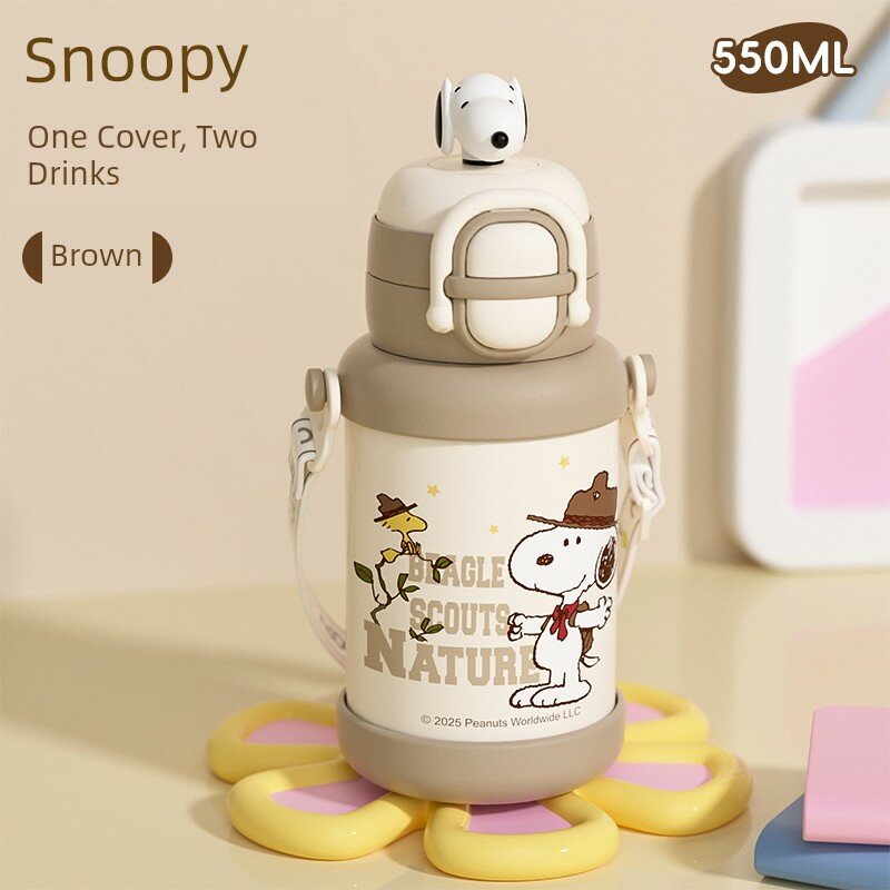 Snoopy бежевый 550 мл двойной питьевой стакан из нержавеющей стали 316 с портативной ручкой