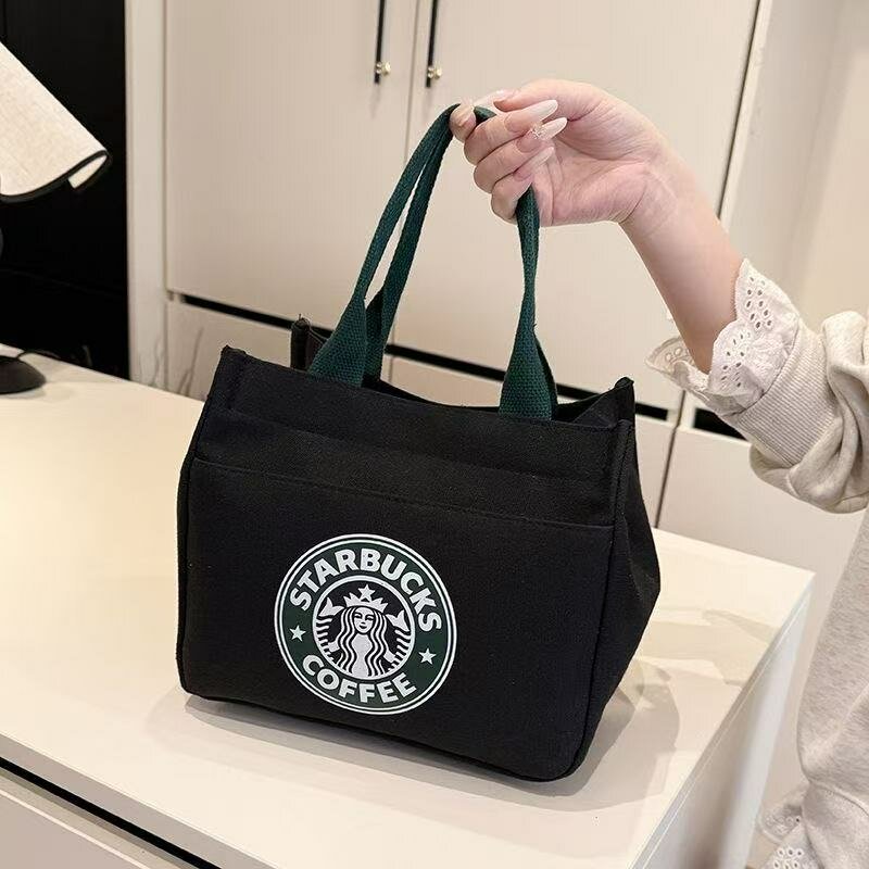 Термосумка Starbucks с 3-слойной изоляцией для еды и напитков, двойная молния, 5 цветов, ткань Оксфорд，чёрный