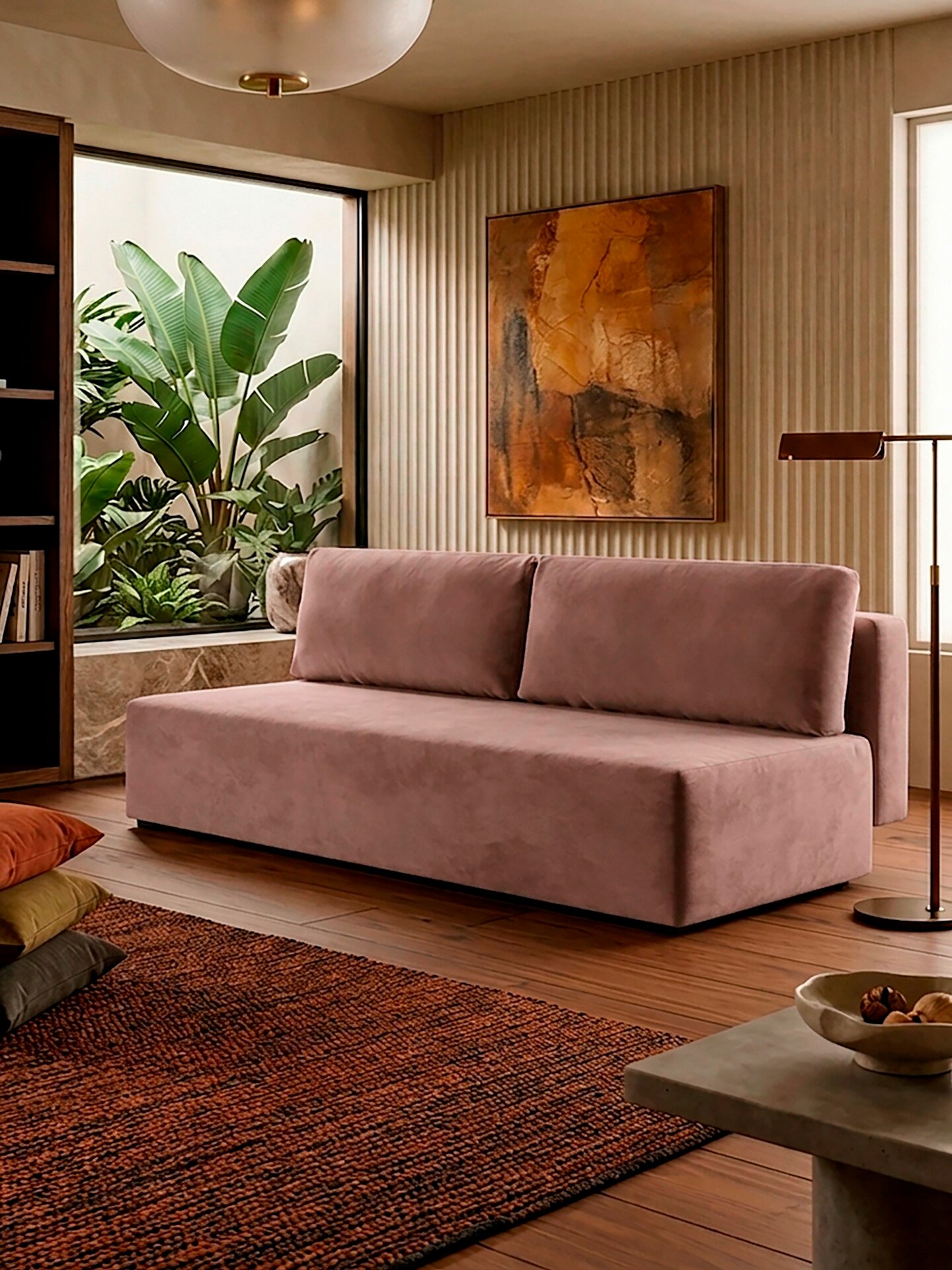Диван Кубо Vivaldi 27 NOW 195x91x80 см, розовый Велюр, еврокнижка Дом мебели для вас
