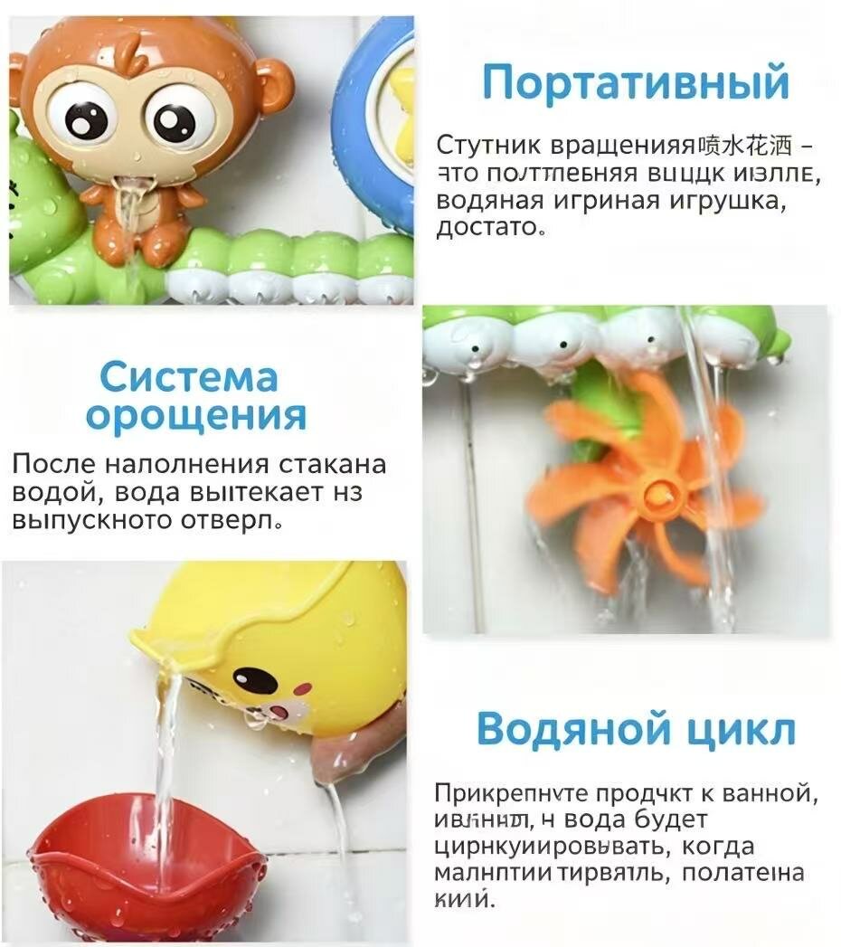 Интерактивная игрушка для ванной, пластик, яркая, разноцветная — фото 1