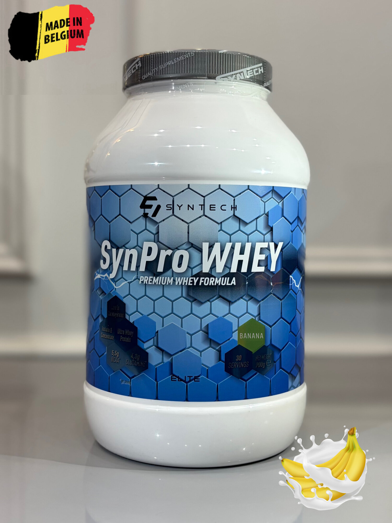 Протеин. Syntech Nutrition SynPro Whey (Изолят сывороточного белка) 900 г. Вкус: банан