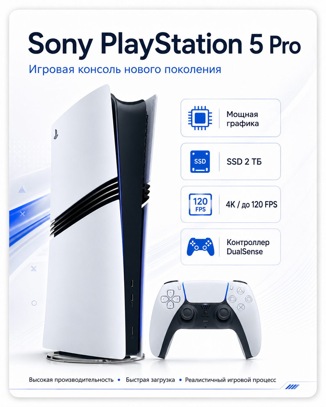 Игровая приставка Sony PlayStation 5 Pro White 4K, 2000ГБ SSD, Без дисковода, PS5 Pro, белый