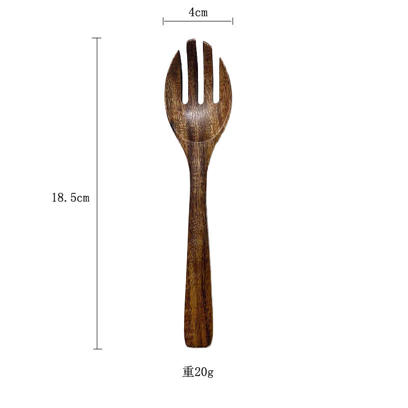 Лопатка для риса из тика / Нелакированная деревянная ложка-вилка — Длина: 18,5 см