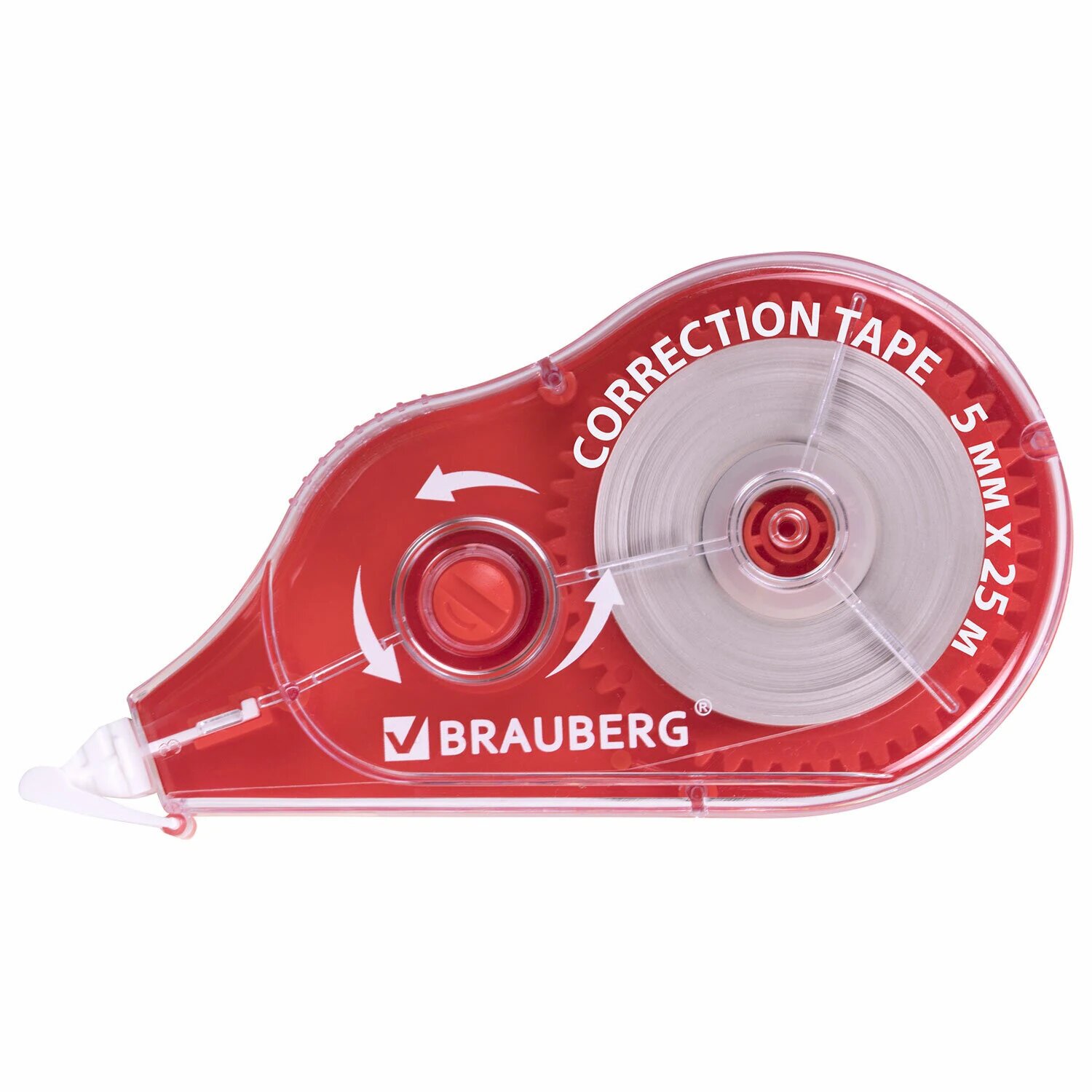 Упаковка 8 шт. Корректирующая лента BRAUBERG MAXI PLUS, 5 мм х 25 м, механизм перемотки, корпус красный, блистер, 272501