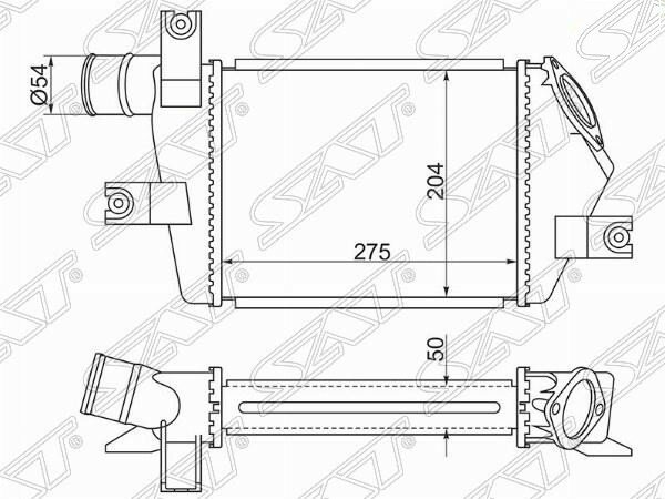 Радиатор интеркулера SAT ST-MN135001 Mitsubishi L200 07-16 / Pajero Sport 08-17