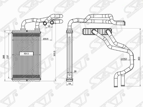Радиатор отопителя салона SAT ST-SZ83-395-0 Suzuki Grand Vitara 05-16