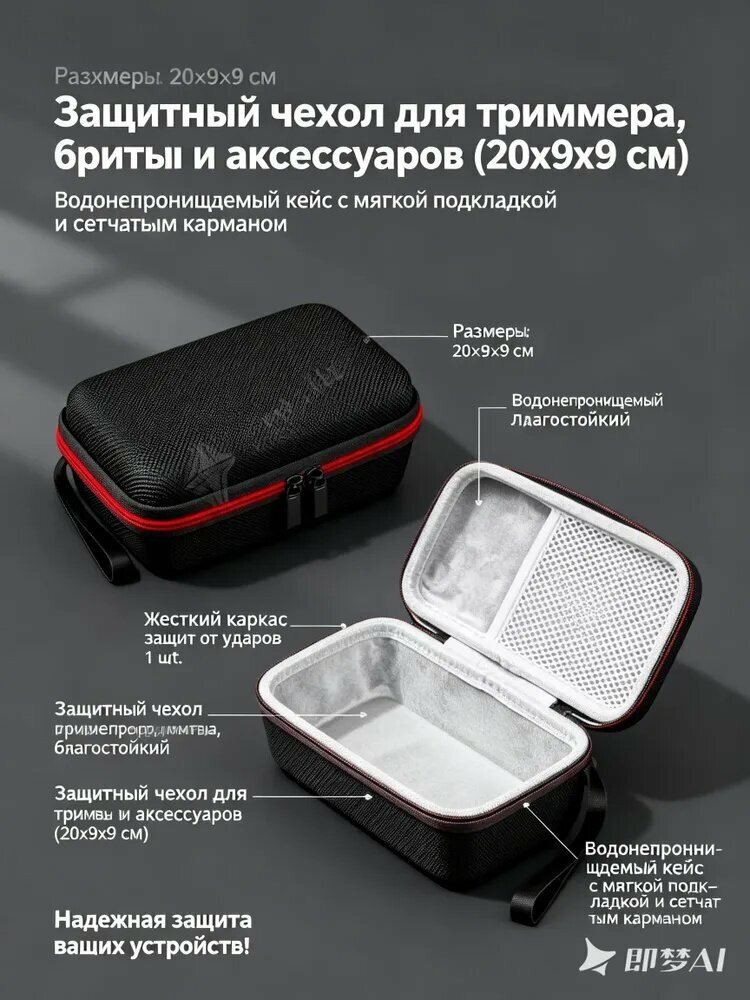 Сумка-кейс для триммера, машинки для стрижки, электробритвы, парикмахерских принадлежностей, 20x9x9 см, водонепроницаемый, жесткий