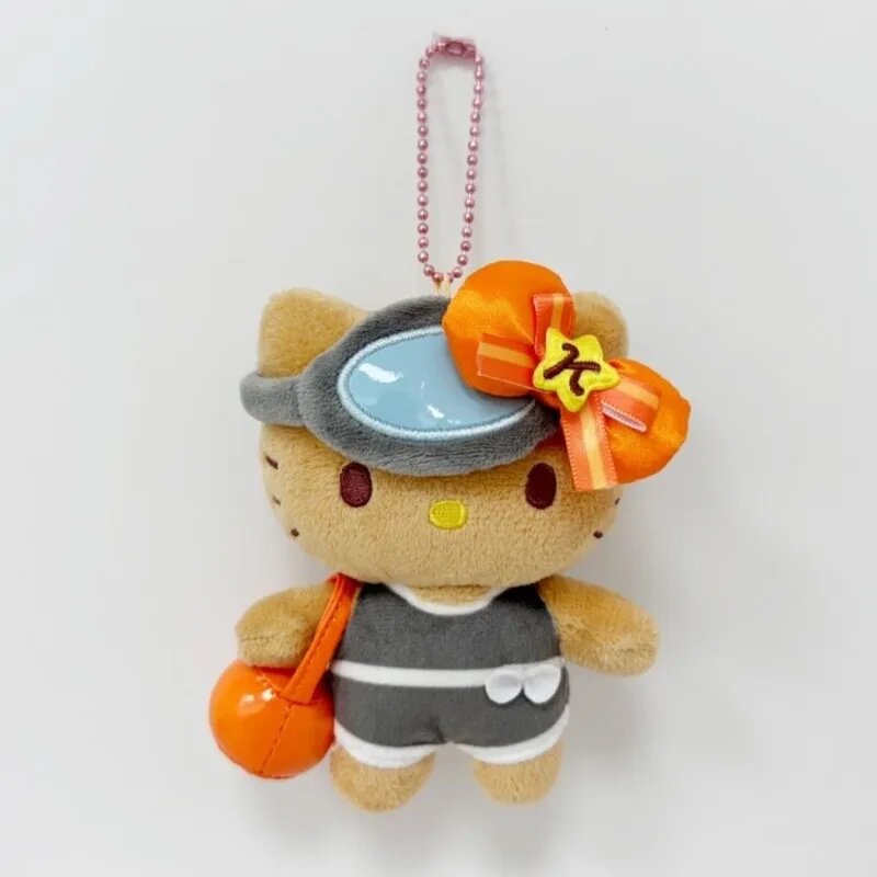 MINISO Новый плюшевый брелок Sanrio Hello Kitty черного цвета для сумки, лимитированная серия с изображением Хэнё Китти с оранжевым бантиком, посвященная острову Чеджу, для рюкзака,