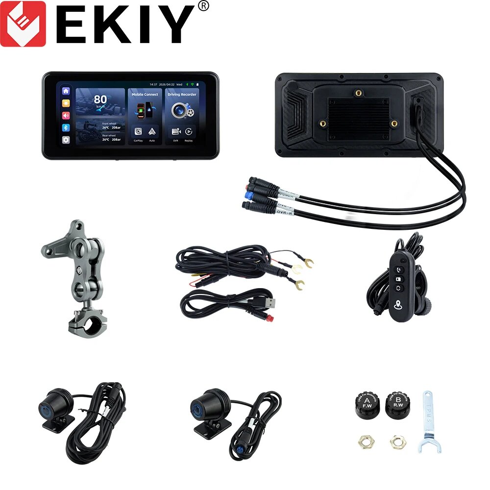 EKIY 6,25 "беспроводной CarPlay Moto Android Auto портативный цифровой мотоцикл приборная панель GPS-навигация экран монитор TPMS