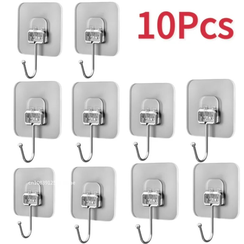 Крючки самоклеящиеся прозрачные 10 шт