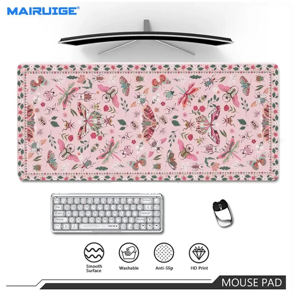 Игровой коврик Mairuige розовый с цветочным узором, BLACK3