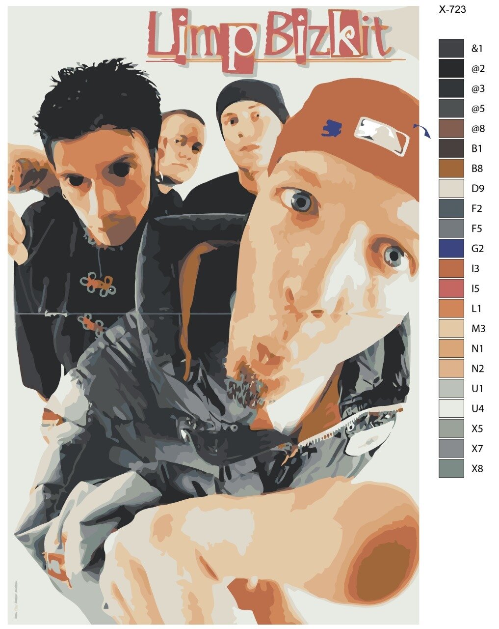 Картина по номерам X-723 "Рок группа Limp Bizkit" 80x120