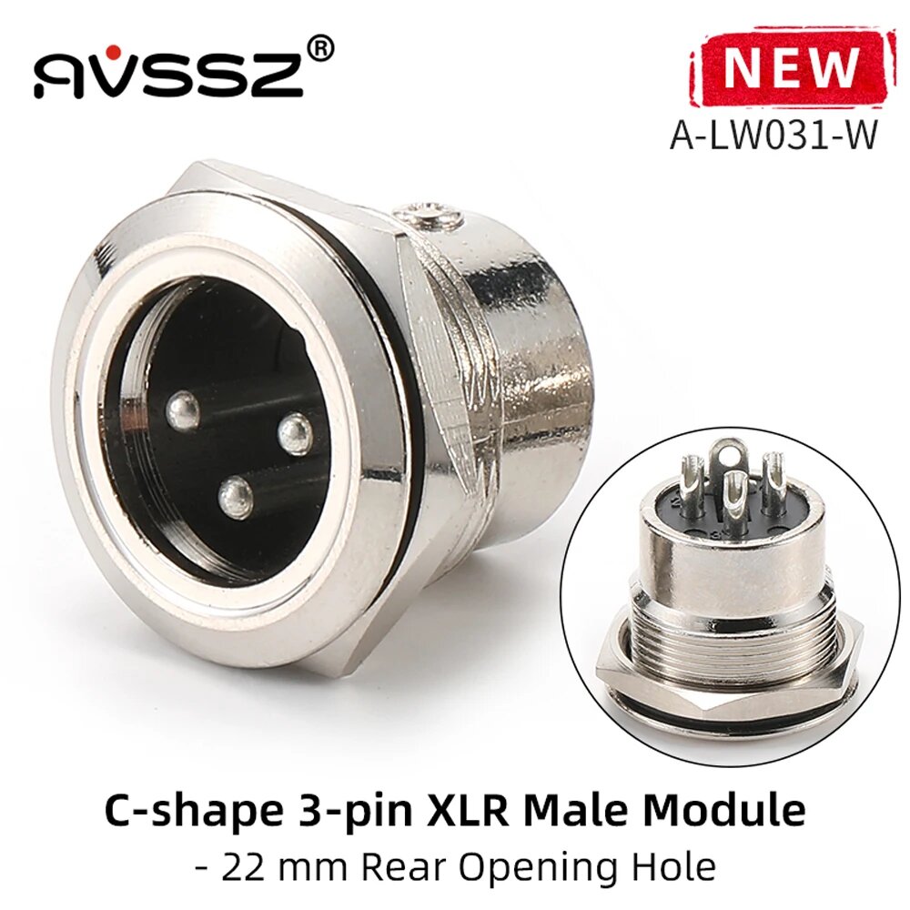 XLR 3-pin мужской, серебряный, 22мм