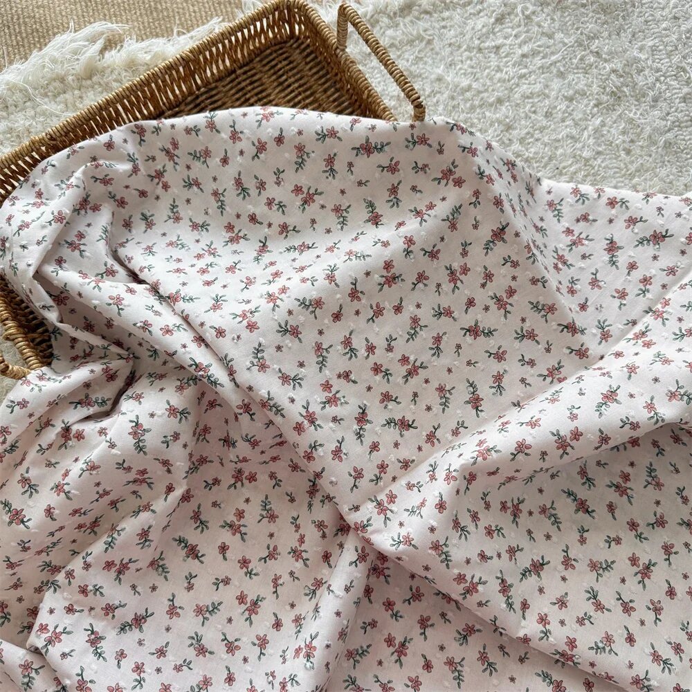 140x50cm Cotton 40S Cut Flower Small Floral Dressmaking Fabric for Summer Nightgown Handicraft Baby Decoration Girls Fabric