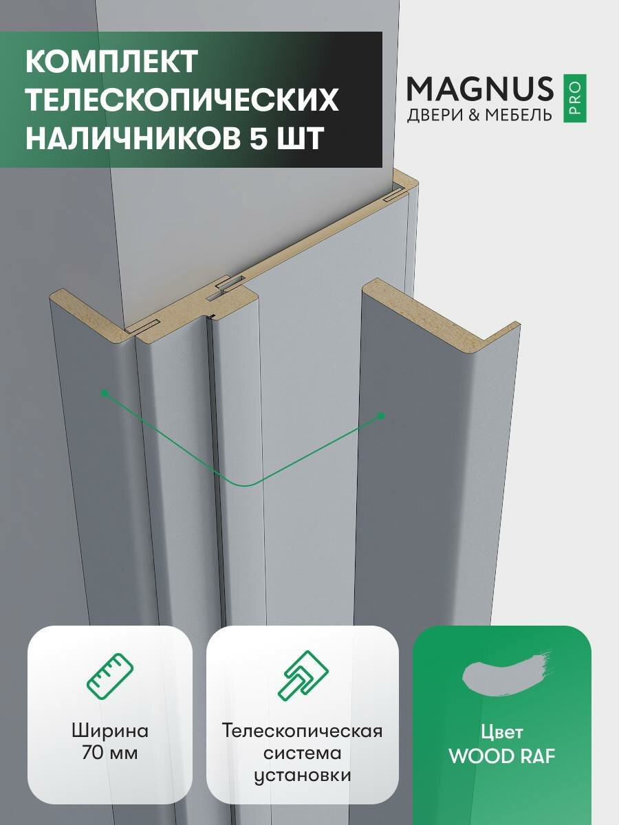 Наличники дверные телескопические экошпон комплект 5 шт.