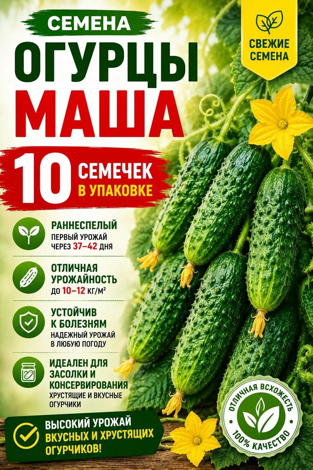 Семена Огурцы Маша 10 штук