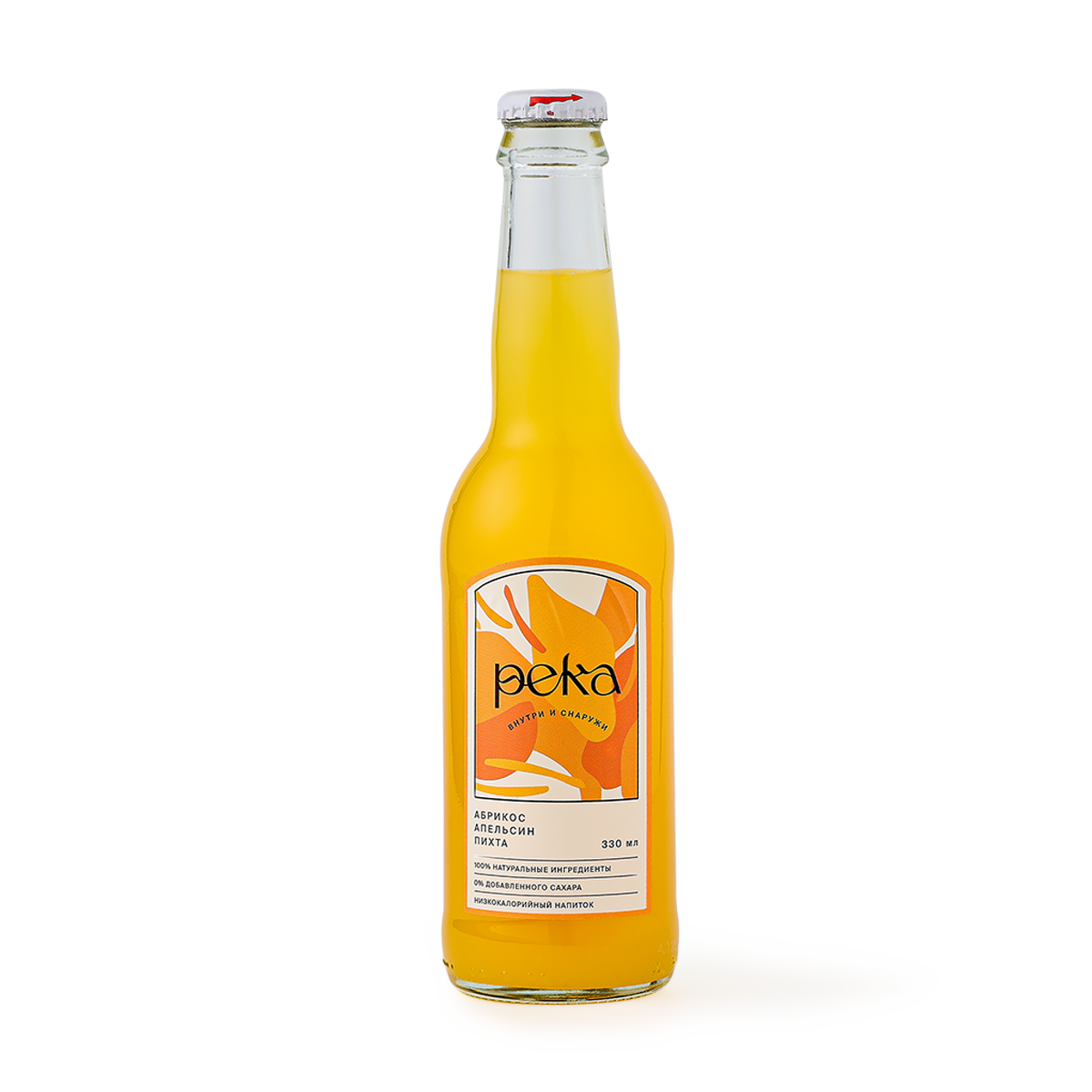 Лимонад Река "Абрикос-Апельсин-Пихта", без сахара, 0,33 л, стеклянная бутылка