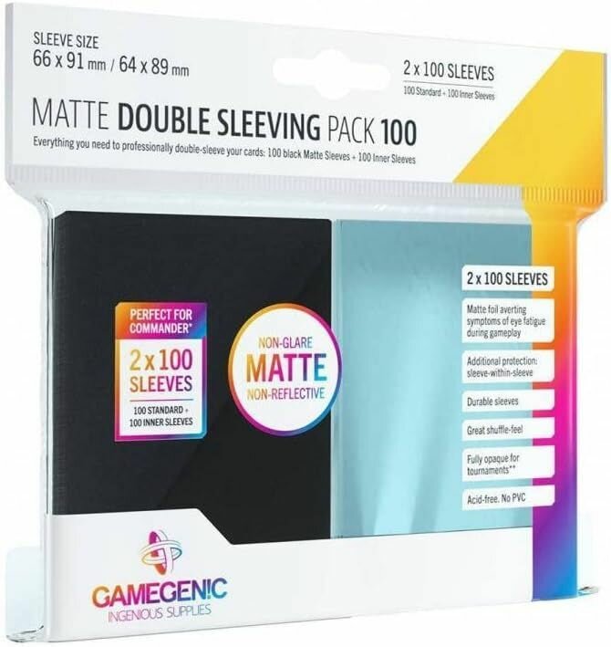Протекторы для карт Gamegenic Matte Double Sleeving Pack Clear/Black (2x100 штук)