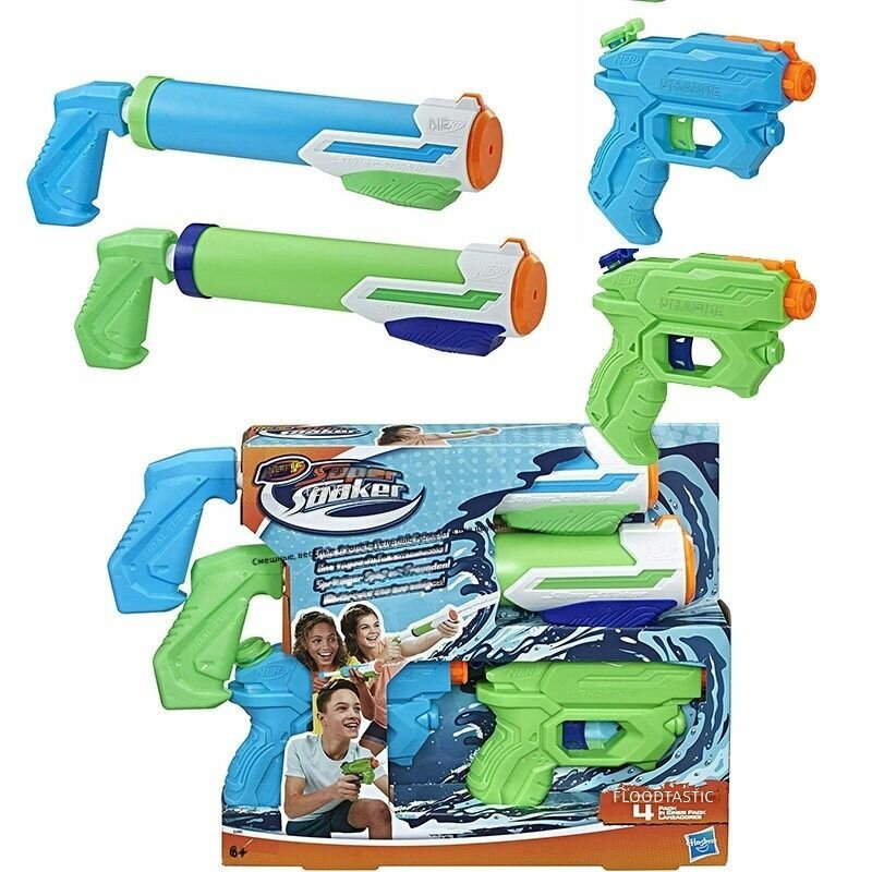 Набор водяных пистолетов Nerf из 4 предметов: различные модели, стандартная комплектация