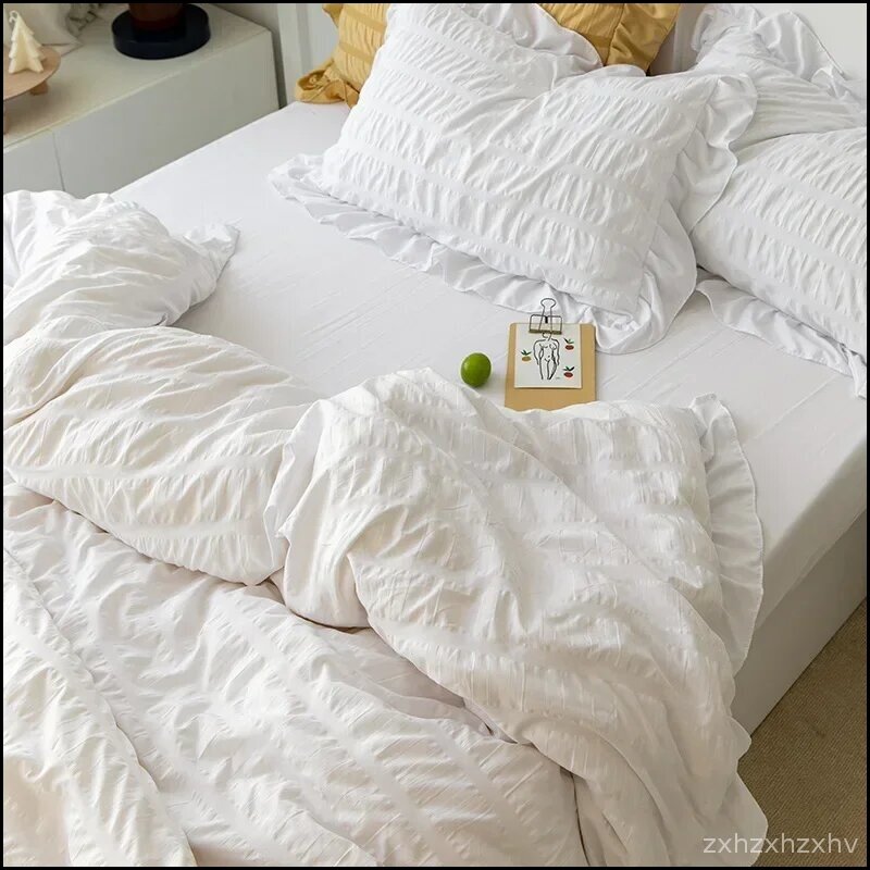 Комплект постельного белья Queen Bed skirt, полиэстер, 100%, белый, 4шт, Кровать 2М