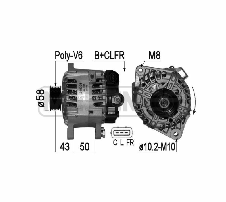 Генератор HYUNDAI SOLARIS, KIA CEED/RIO 110A, ERA 210308