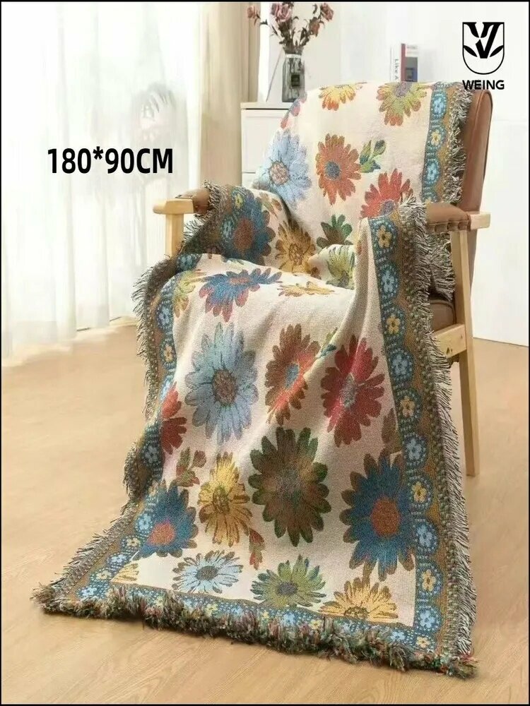 Плед двусторонний, новогодний , Хлопок, 180 см х 90 см