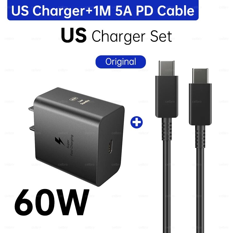 Оригинальное Зарядное Устройство Samsung S26 Ultra 60W PD Type-C С Быстрой Зарядкой US and 1M Cable