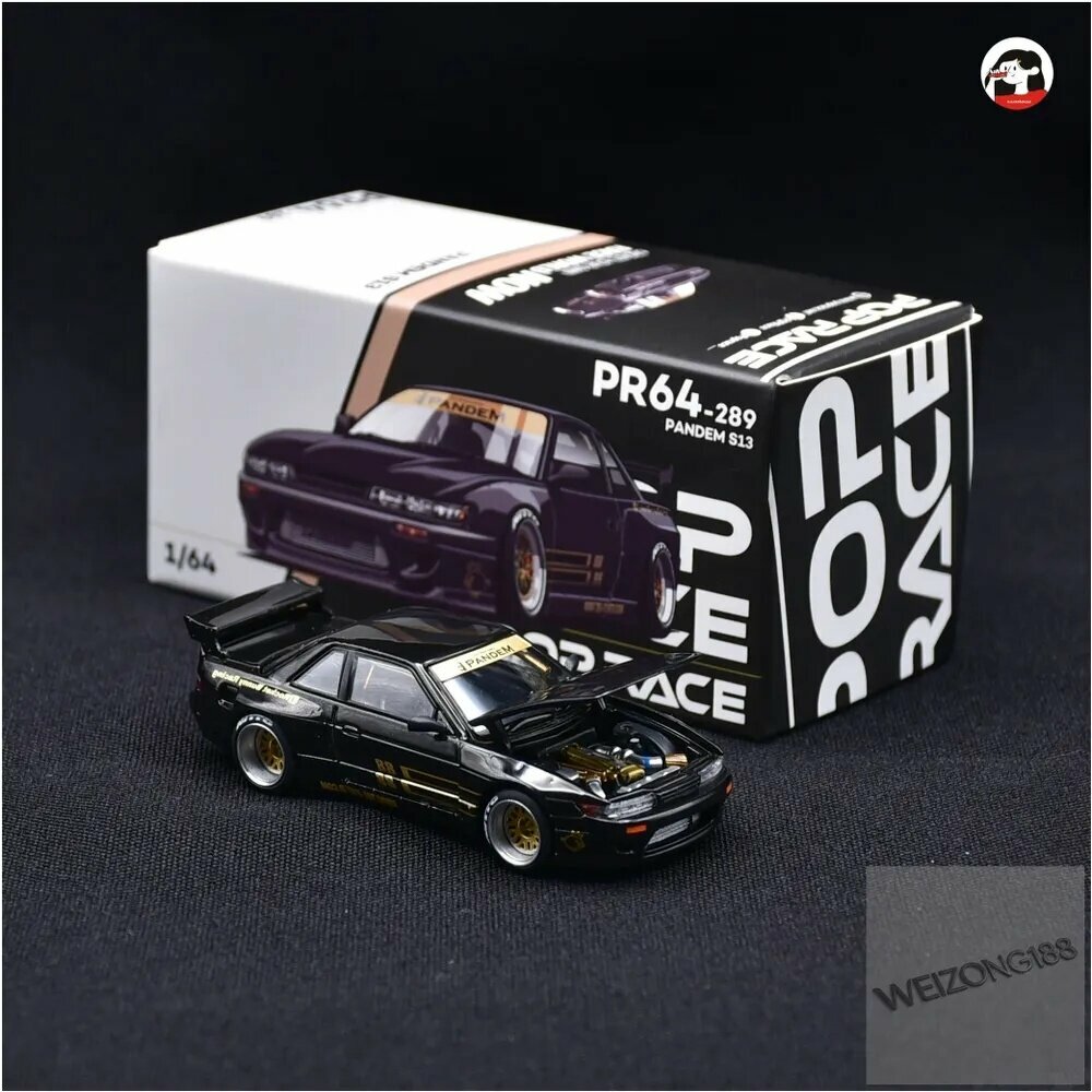 Эксклюзивная модель Nissan S13 Silvia Pandem Black от POP RACE в масштабе 1:64, металлическая