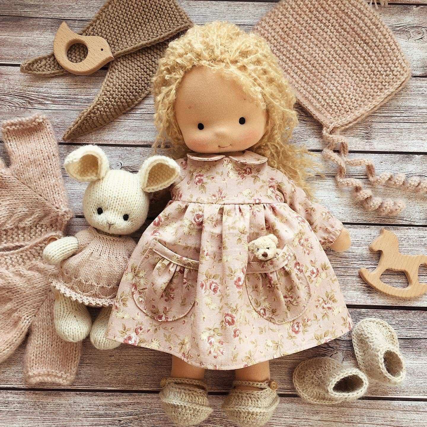 Хлопковая кукла Вальдорфская кукла кукла Waldorfdoll мини кукла ручной работы DIY Вальдорф