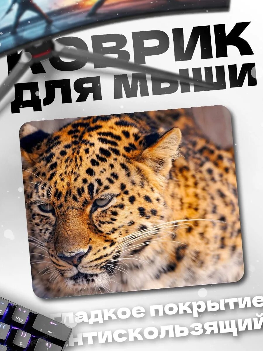 Коврик для мыши портрет леопарда
