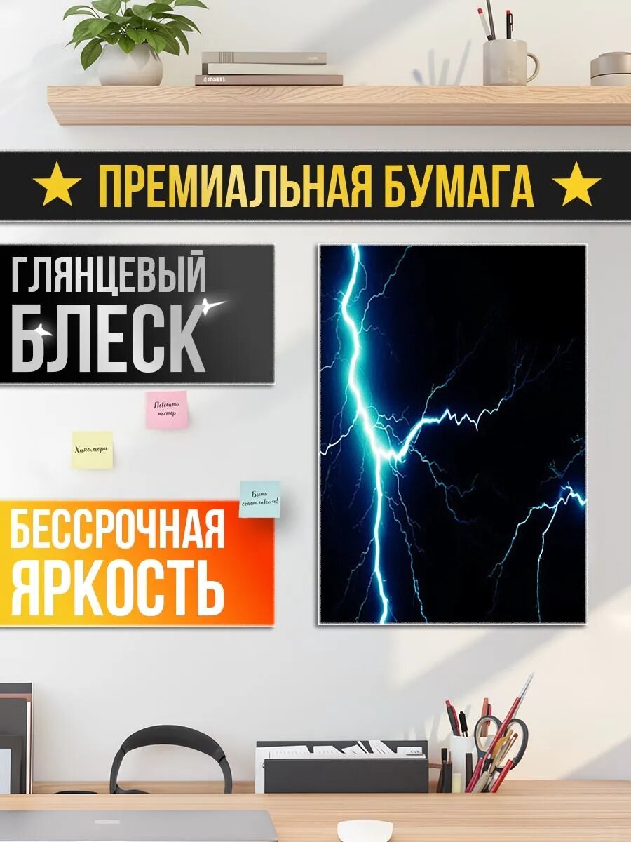 Постер на стену Lightning light blue — фото 1