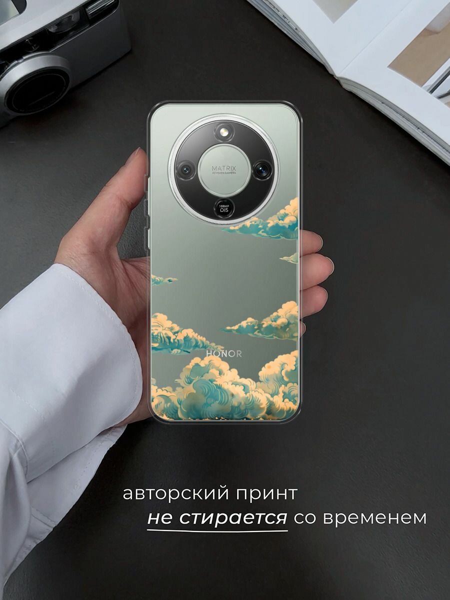 Чехол на Honor X9d / Хонор X9d с принтом Звезды и облака, прозрачный — фото 1