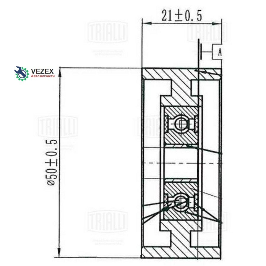TRIALLI CM 6240 Ролик ГРМ для а/м BMW 3 (E30) (82-)/5 (E34) (87-) 1.6i/1.8i (опор.) d50 (CM 6240)