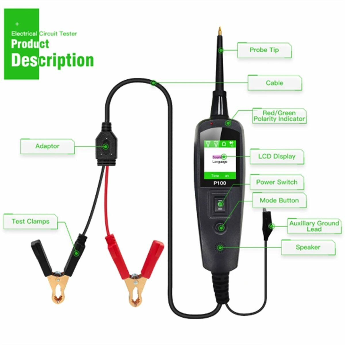 2M Автомобильный тестер цепи Power Probe Kit Автомобильный Напряжение/Сопротивление 12/24 В Диагностический Инструмент Компонент