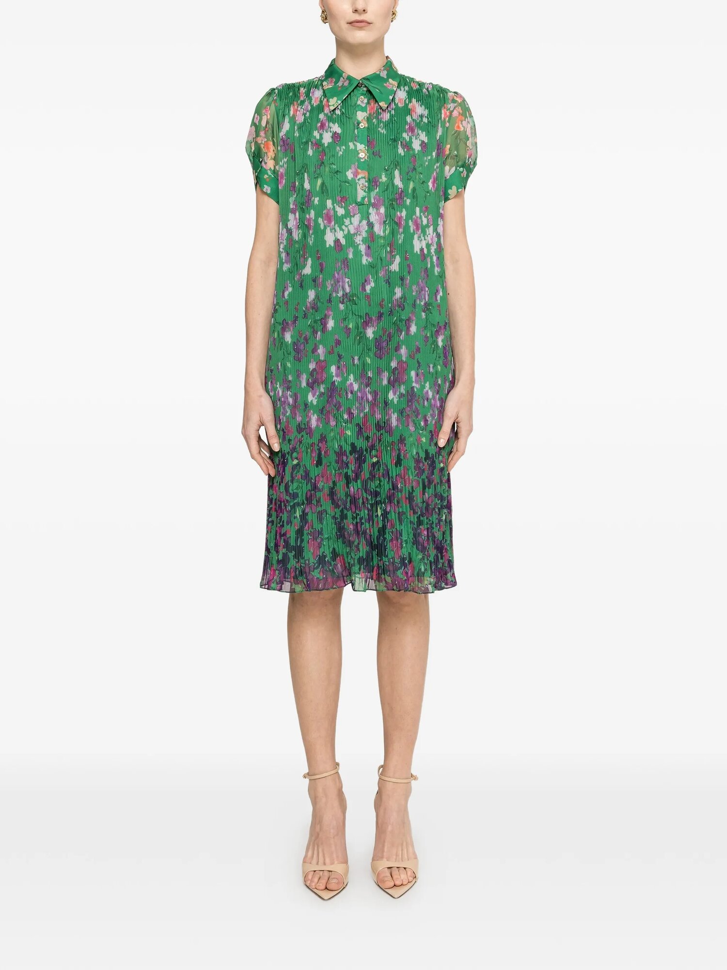 Платье Floral-print pleated midi dress