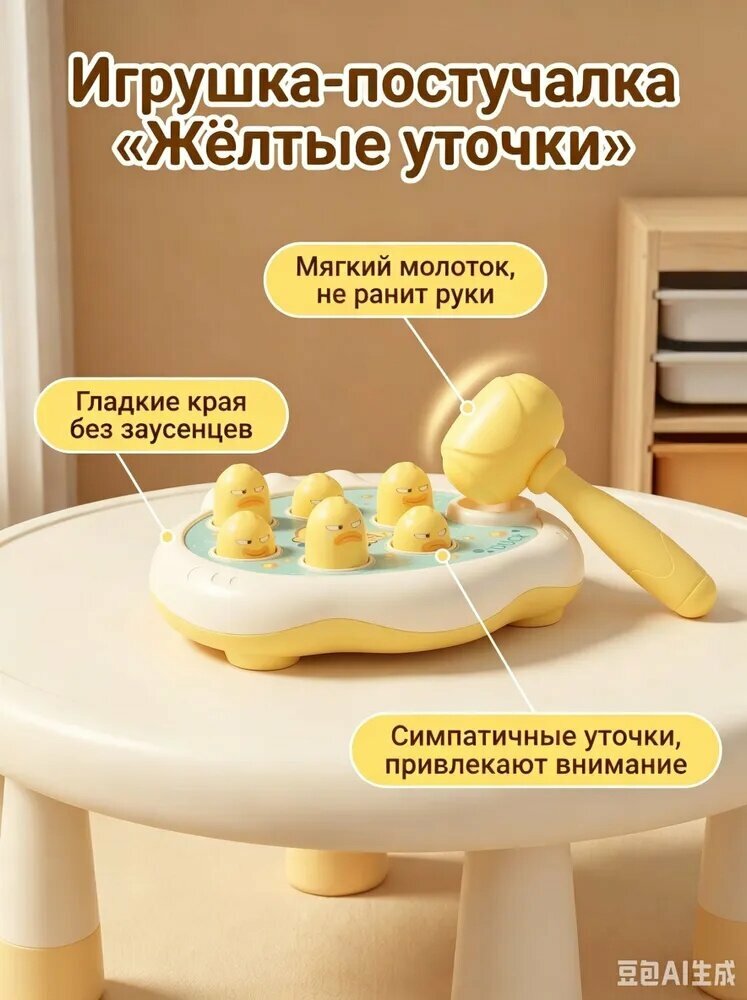 Игрушка-стучалкаУдарная игрушка "Желтая утка": Игрушка для хомячка "Маленькая желтая уточка"