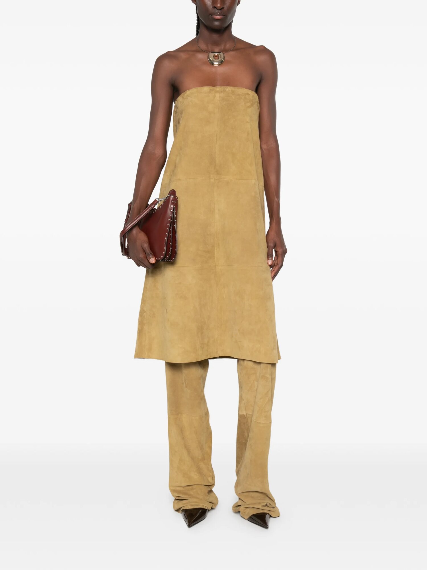 Топ VOL Strapless suede top and trousers, размер 40 — фото 1