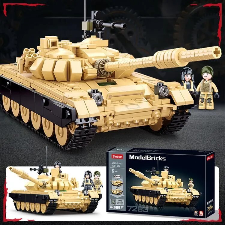 Конструктор пластиковый Sluban ModelBricks M38-81011 770 PCS T-72B3 для мальчиков