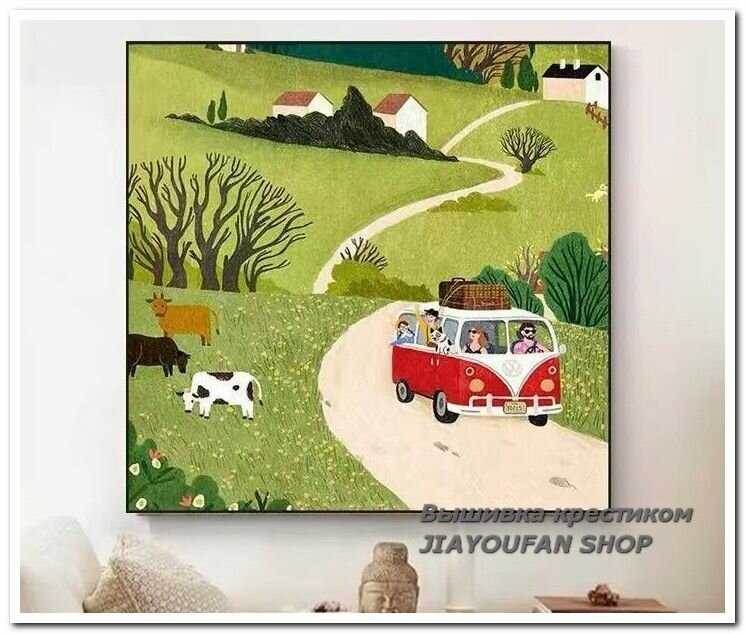 Набор для вышивания крестом, 14 Канiteй (14CT), канва 60x60 см, готовая вышивка 50x50 см