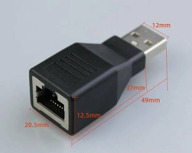 Адаптер Ethernet USB-мама на RJ45-папа для маршрутизаторов и компьютеров*1