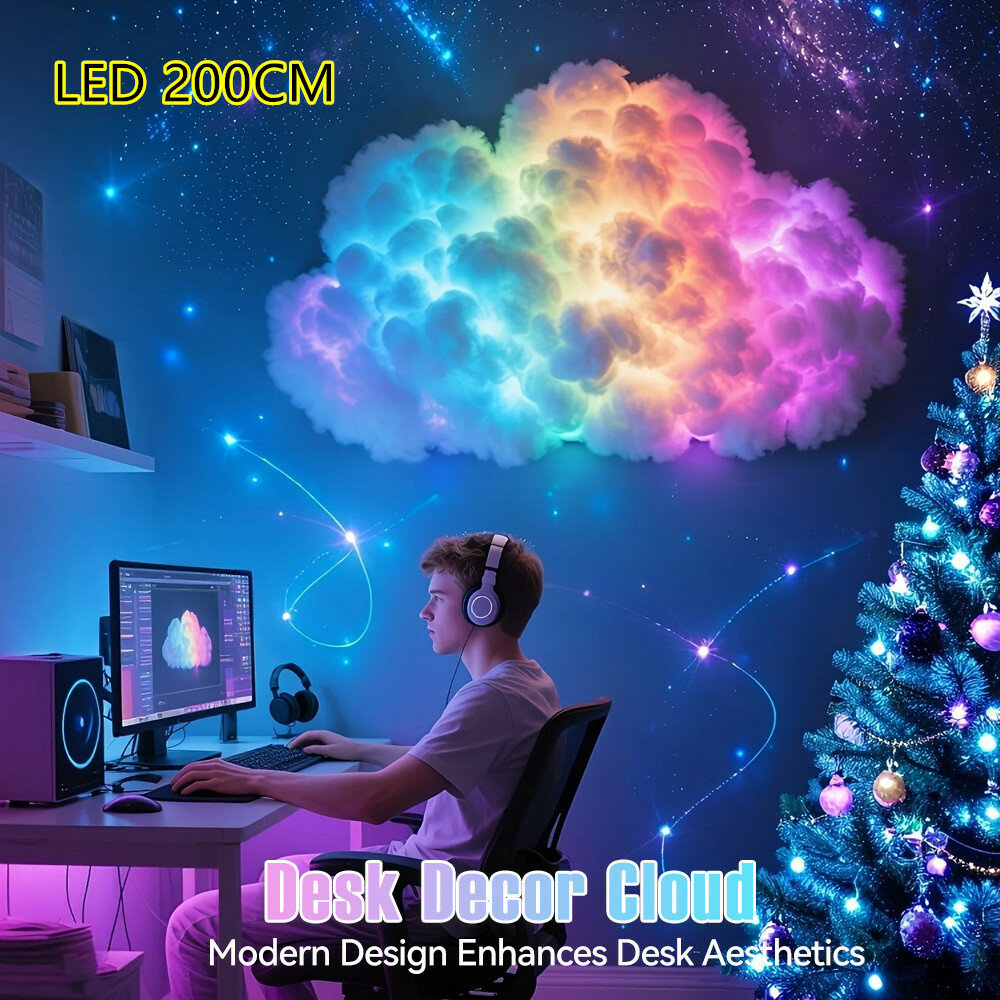 Облачный светильник "Гроза" RGB LED 200CM DIY USB для спальни, геймрума и декора