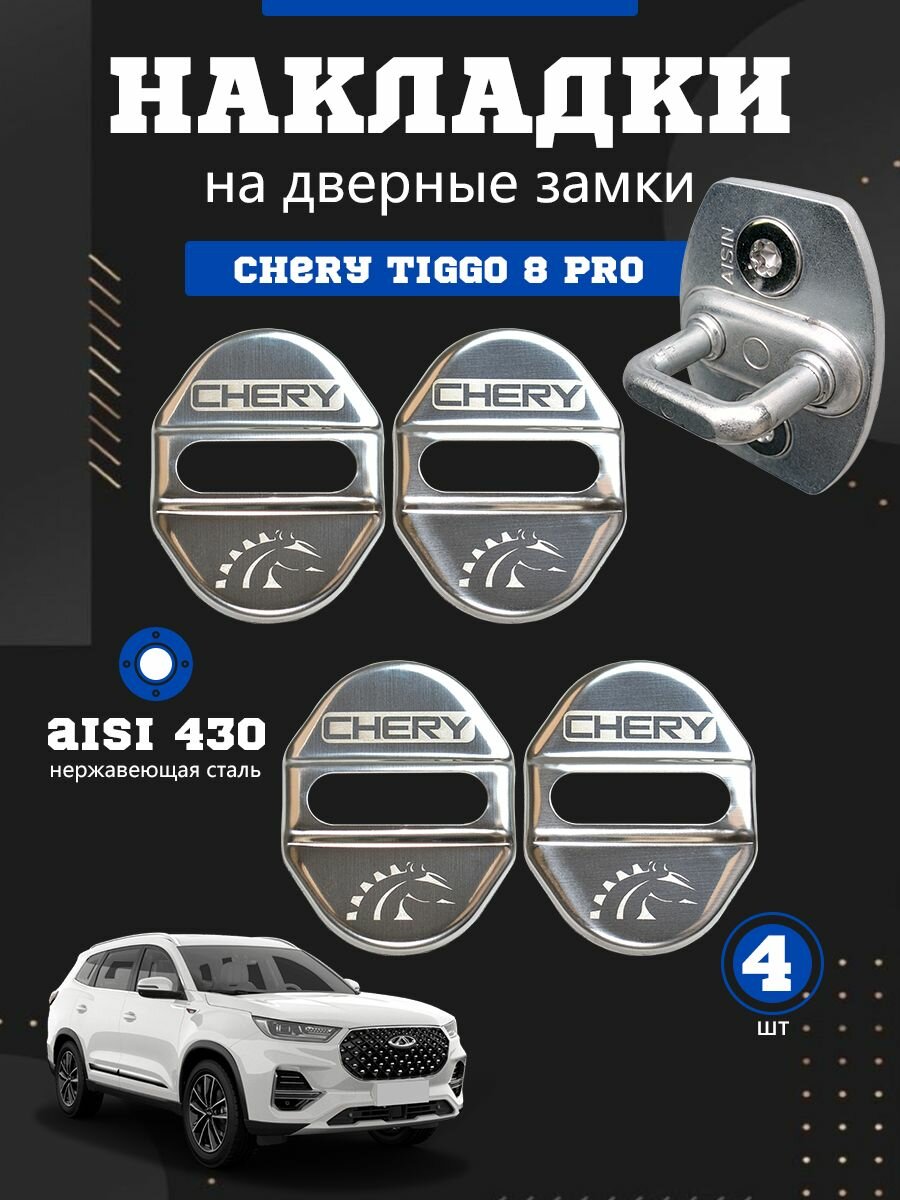 Нaклaдки на петли замков дверей для Chery Tiggo 8 Pro (2021-2026)