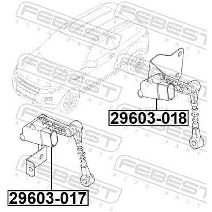 Датчик положения кузова LAND ROVER: DISCOVERY SPORT 15-пер. (с кронштейном тягой) FEBEST 29603017