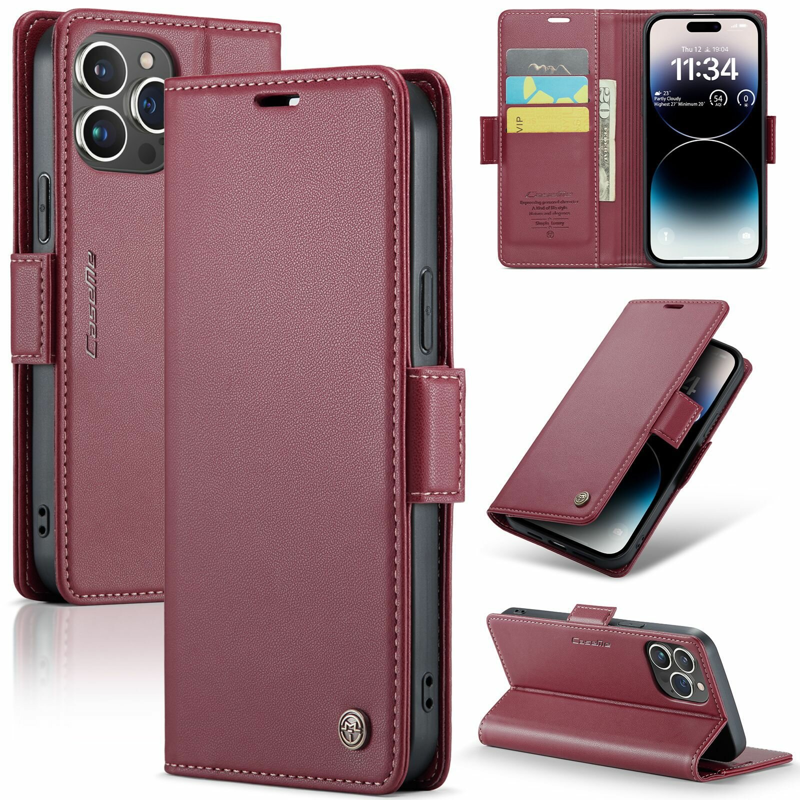 Чехол-книжка футляр для iPhone 7 4.7 / iPhone 8 / iPhone SE 2 (2020) / Apple iPhone SE3 2022, с визитницей, с мульти-подставкой, бордовый
